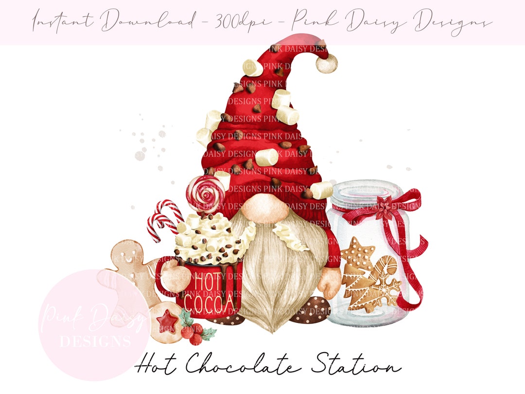 Red Hot Chocolate Station Gnome Christmas PNG, Christmas Cocoa Mug ...