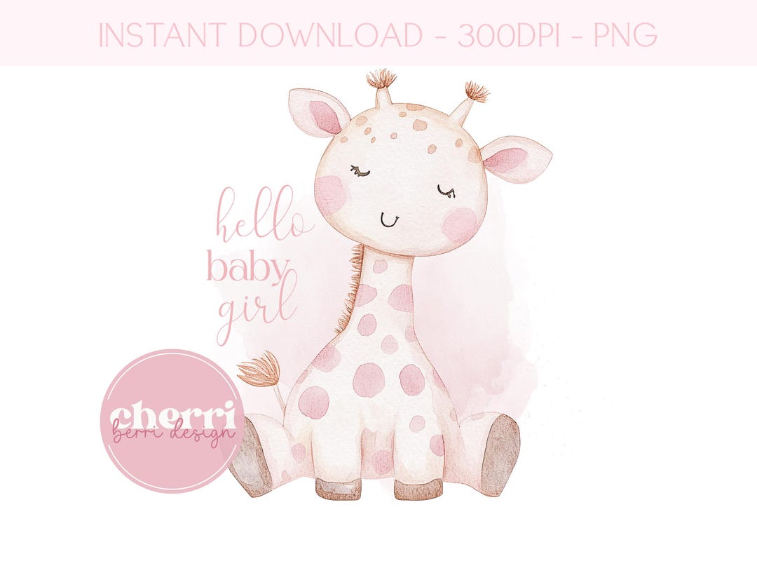 Baby Giraffe Pink PNG, Cute New Baby Clipart, Hello Baby Card Design ...