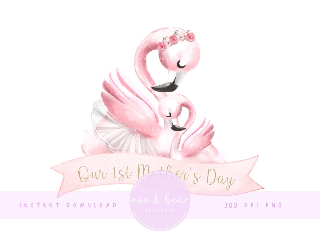 Mother and Baby Flamingo PNG, Cute Flamingo Clipart, 1st Mother's Day ...