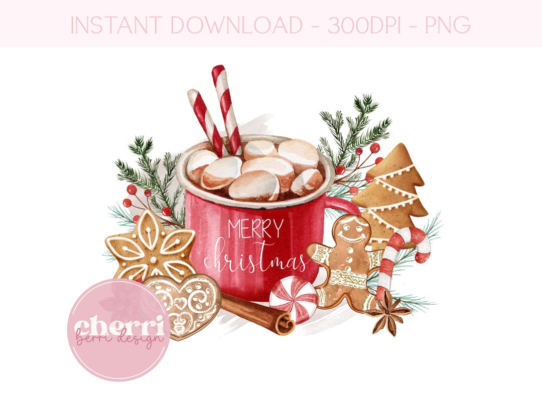 Red Christmas Hot Cocoa Mug PNG, Christmas Clipart, Christmas Card PNG ...