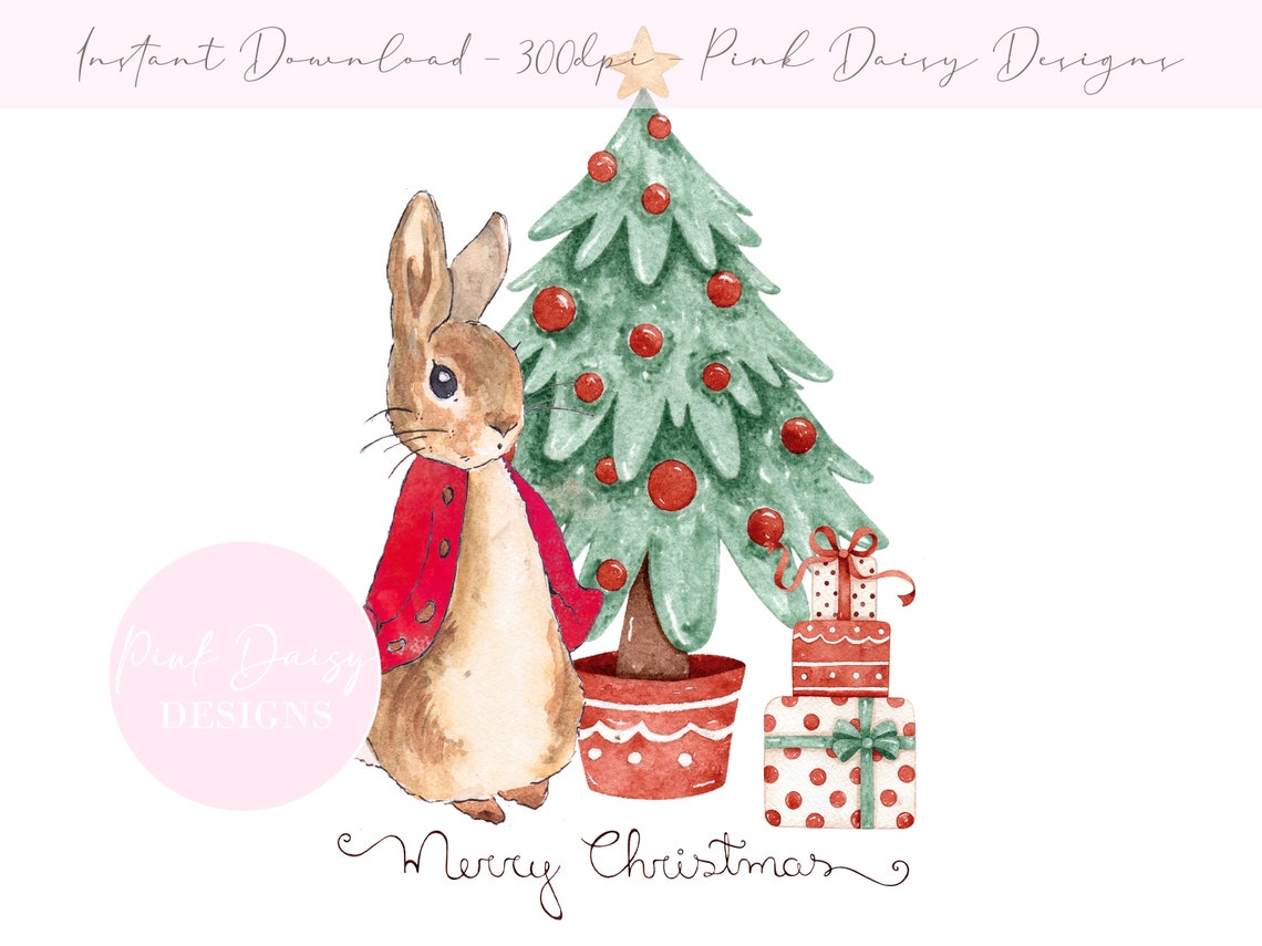 Red Christmas Peter Rabbit PNG, Xmas Tree, Christmas Clipart, Christmas ...