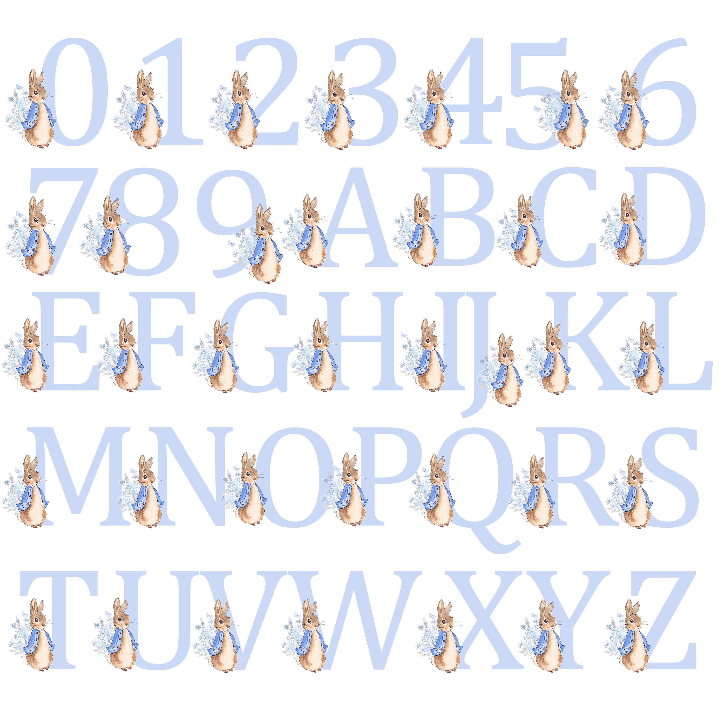 Peter Rabbit Blue Floral Alphabet and Numbers PNG, 26 Individual ...