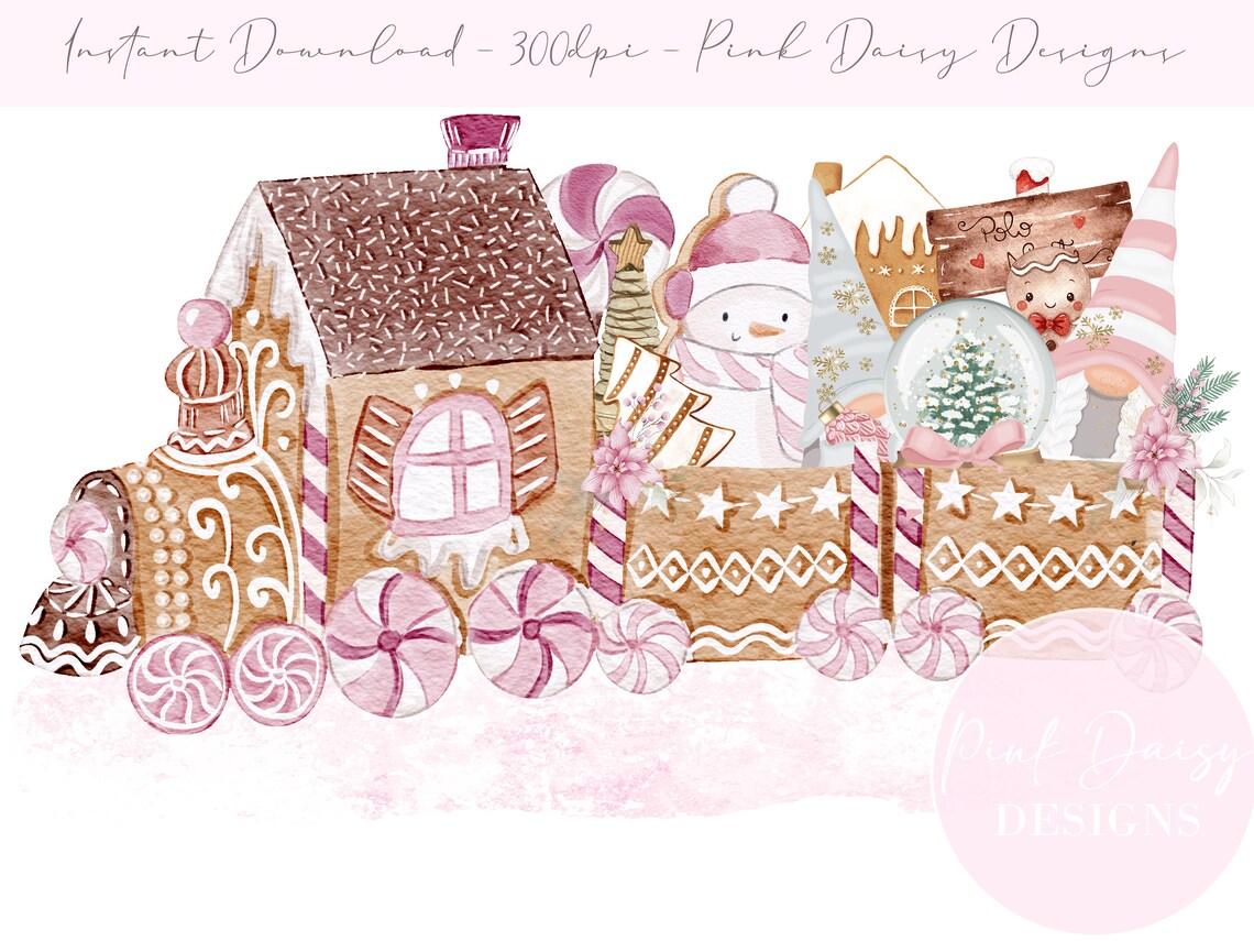 Pink Christmas Cookie Train PNG Christmas Clip Art Candy - Etsy