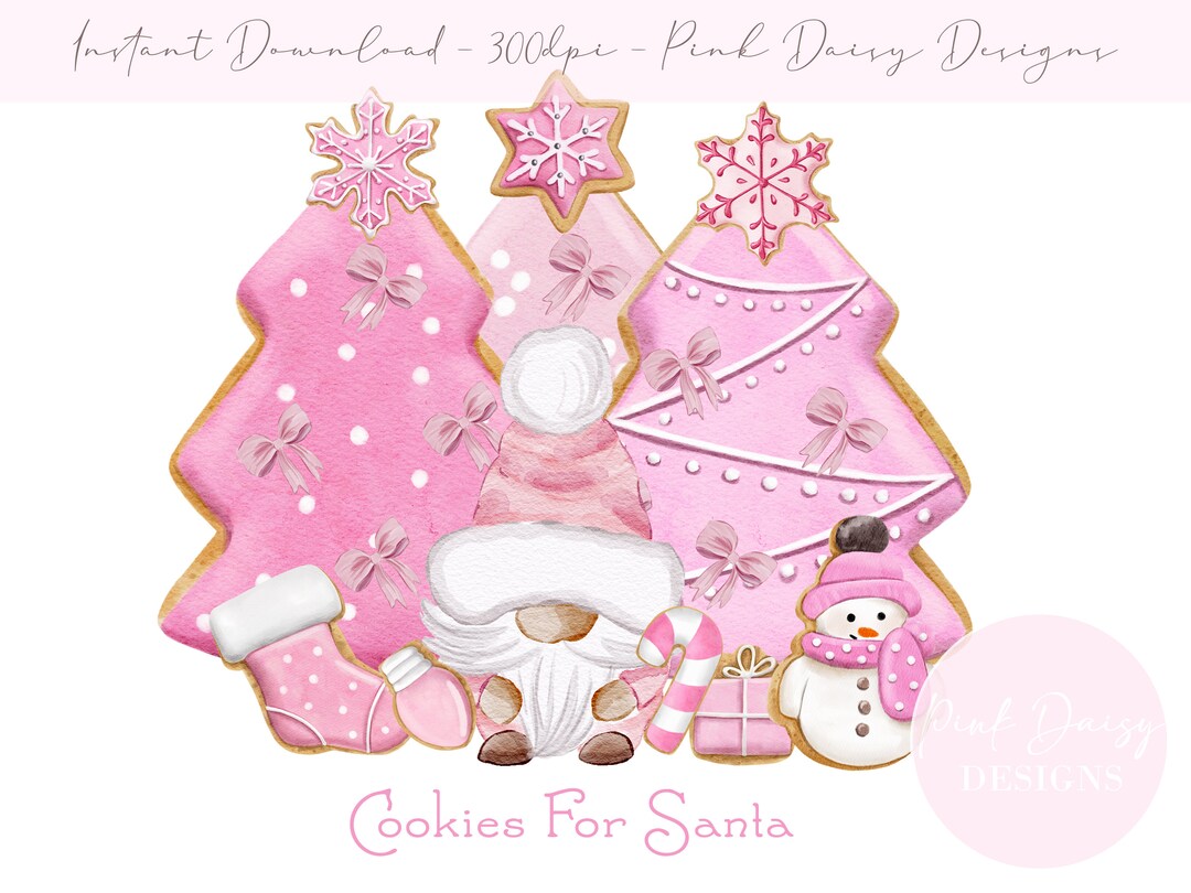Pink Cookies for Santa PNG Christmas Clip Art Christmas - Etsy