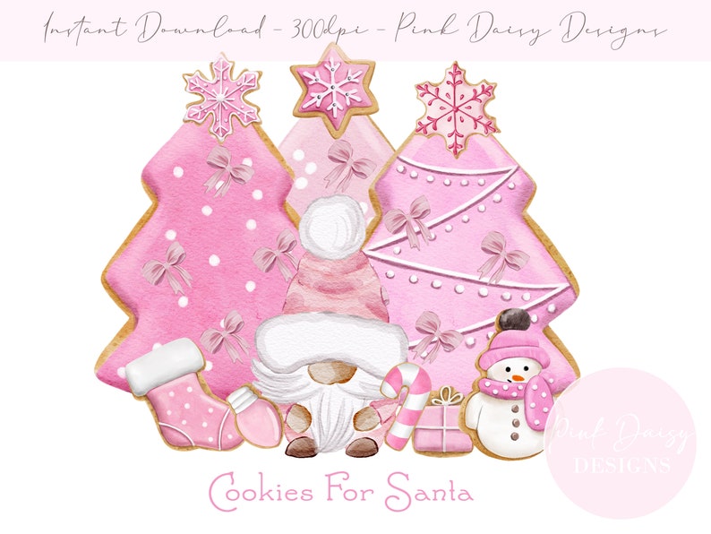 Pink Cookies for Santa PNG Christmas Clip Art Christmas - Etsy