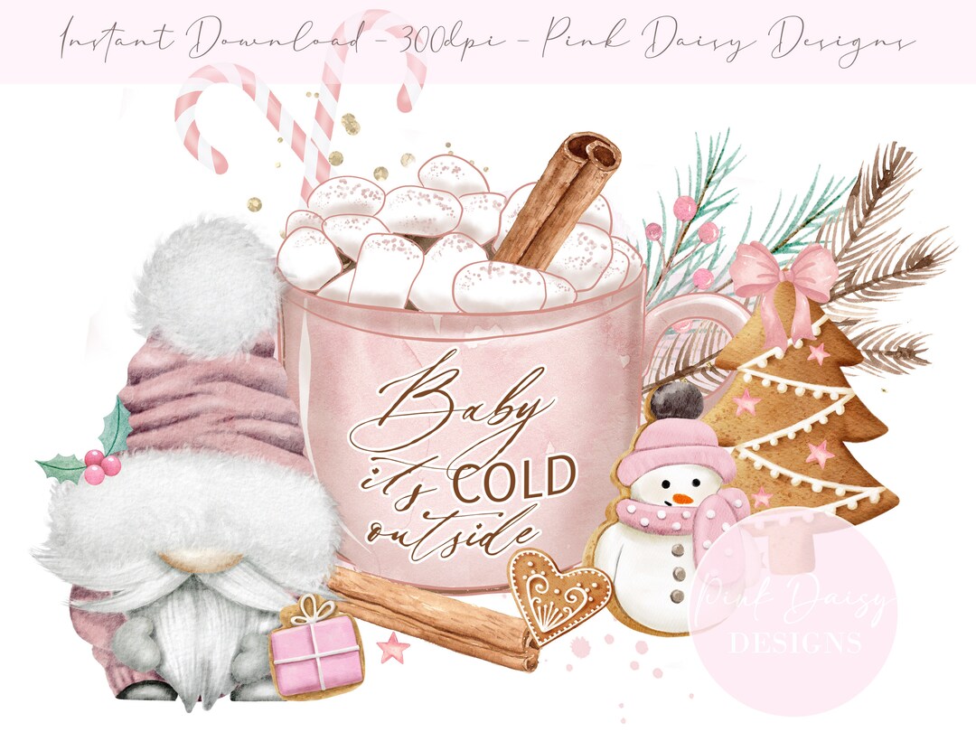 Pink Christmas Hot Cocoa Mug PNG, Christmas Clipart, Christmas Card PNG ...