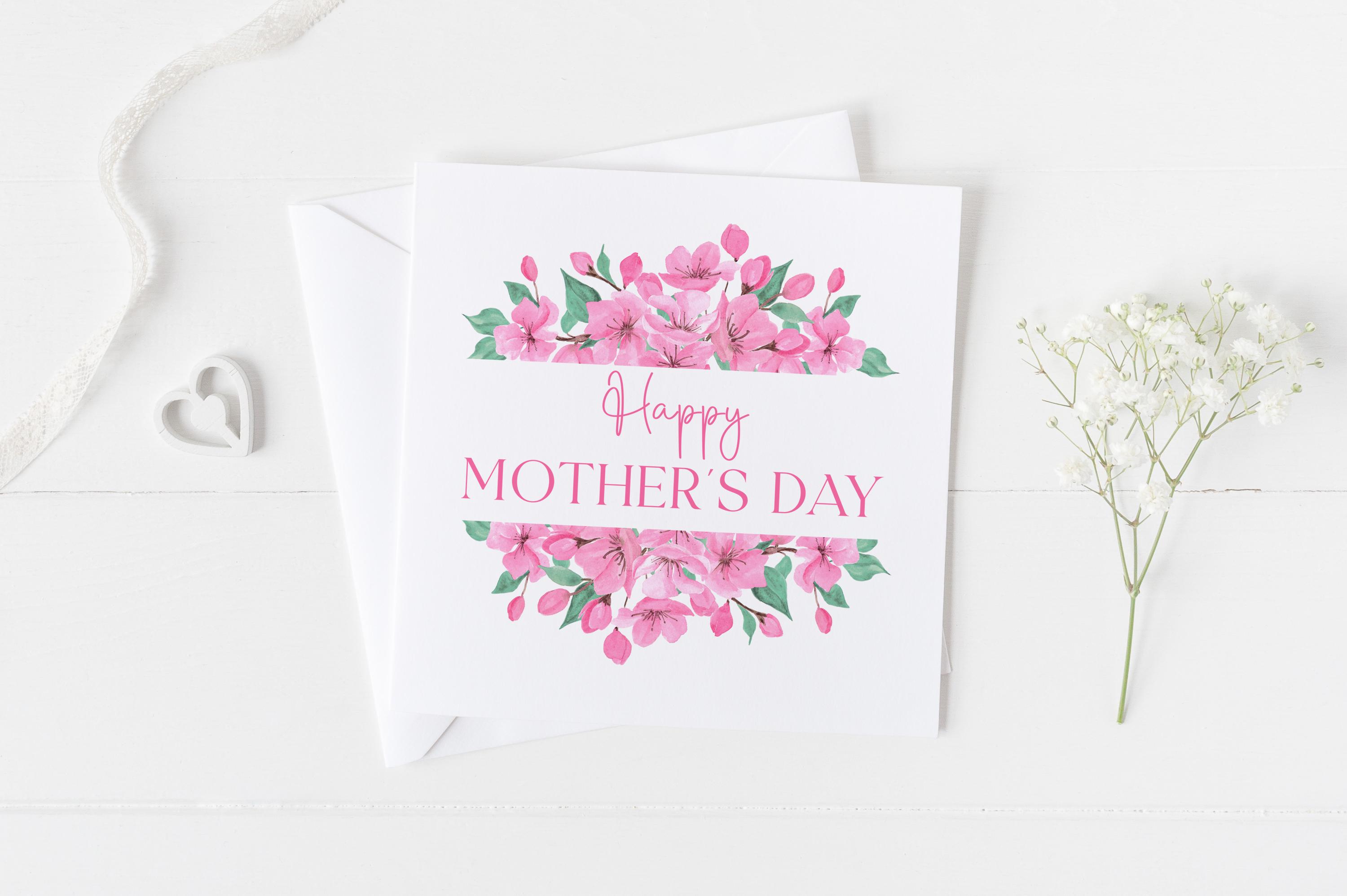 Pink Floral Happy Mother's Day Clipart, Happy Mother's Day Design PNG ...