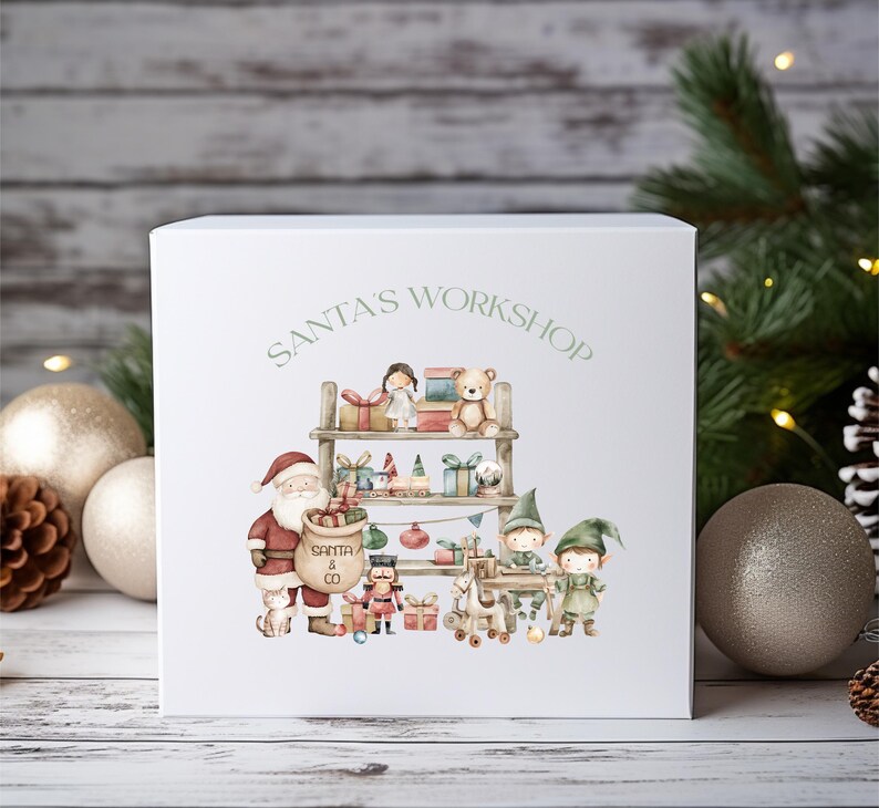 Santa's Workshop Christmas Clipart, Elf Workshop Christmas Card PNG ...