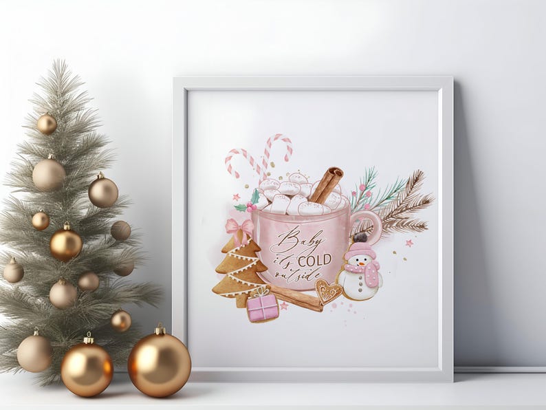 Pink Christmas Hot Cocoa Mug PNG, Christmas Clipart, Christmas Card PNG ...