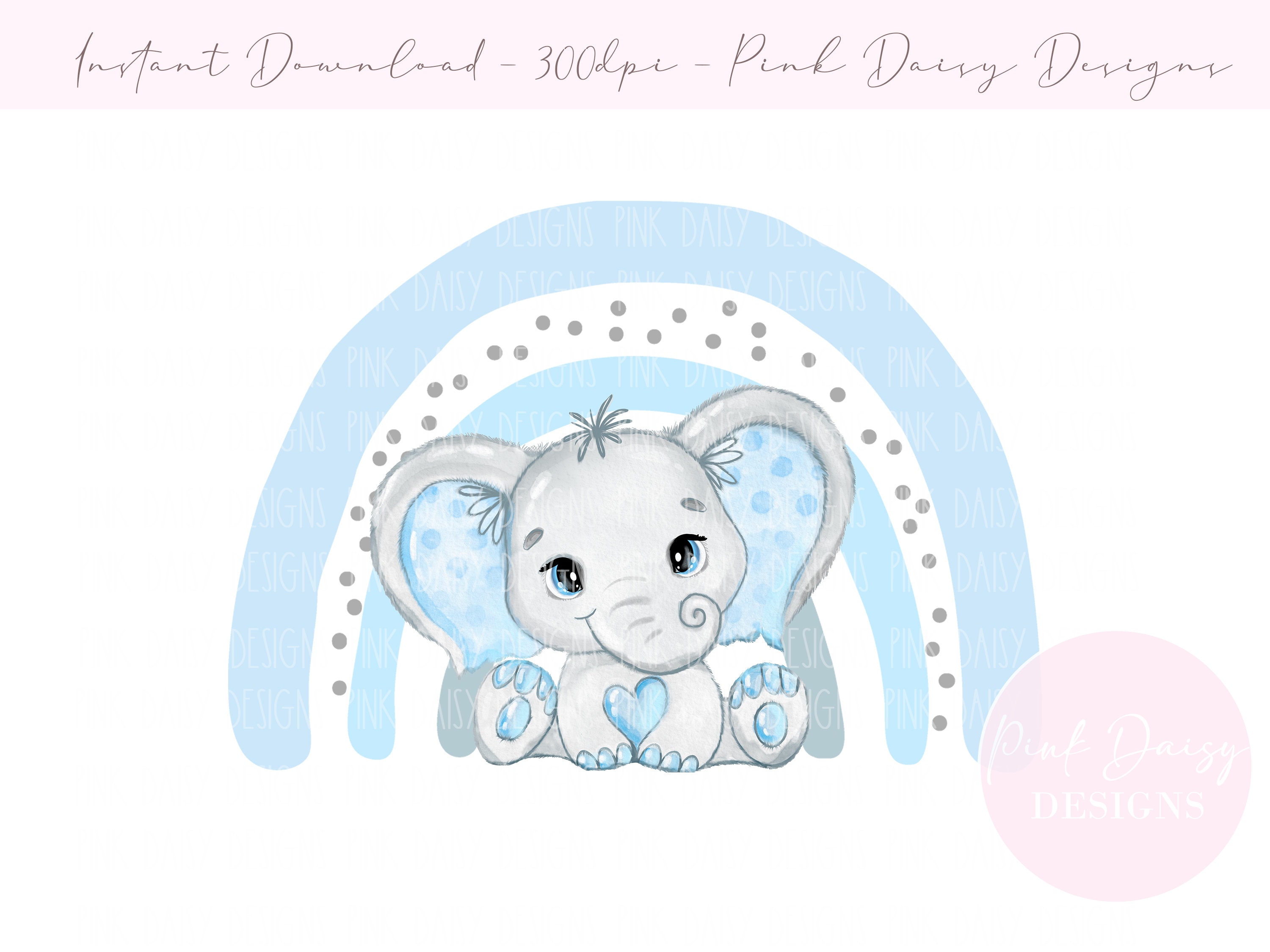 Baby Elephant Blue Rainbow PNG, Cute Elephant Clipart, New Baby Card ...