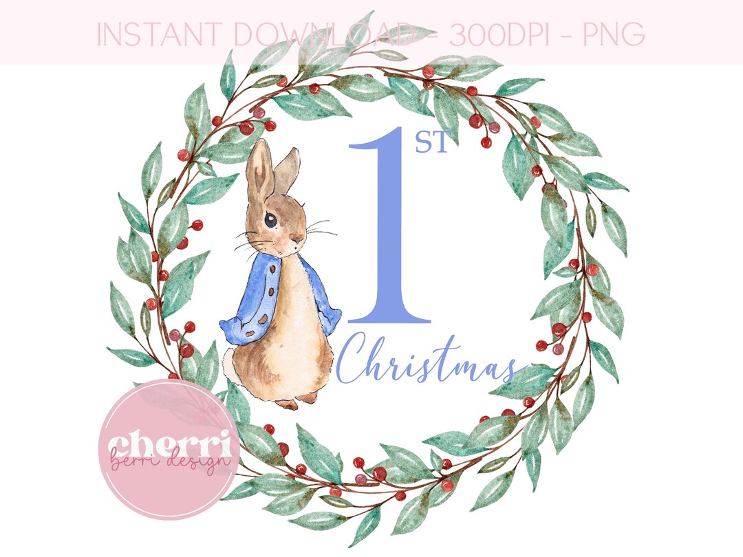 Peter Rabbit 1st Christmas PNG, Christmas Clipart, Christmas Card PNG ...