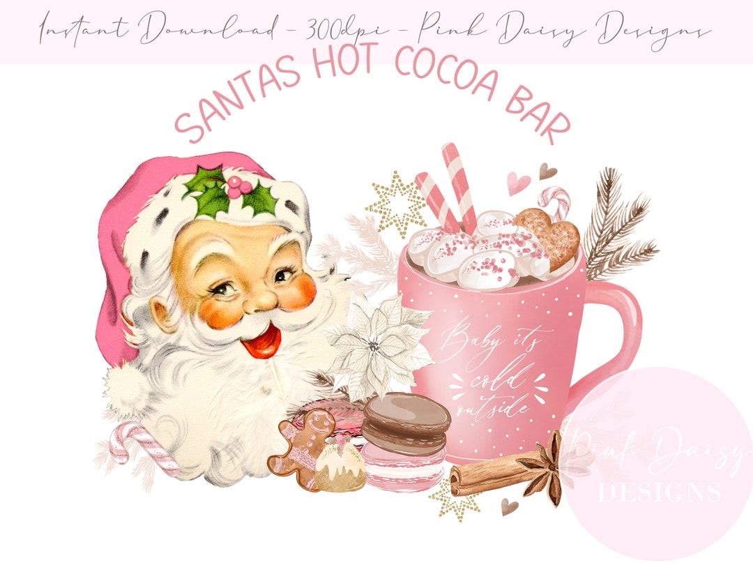 Pink Santas Hot Cocoa Bar PNG, Christmas Clipart, Christmas Card PNG ...
