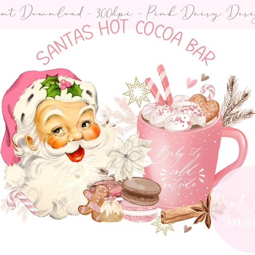 Pink Christmas Hot Cocoa Mug PNG Christmas Clipart Christmas - Etsy