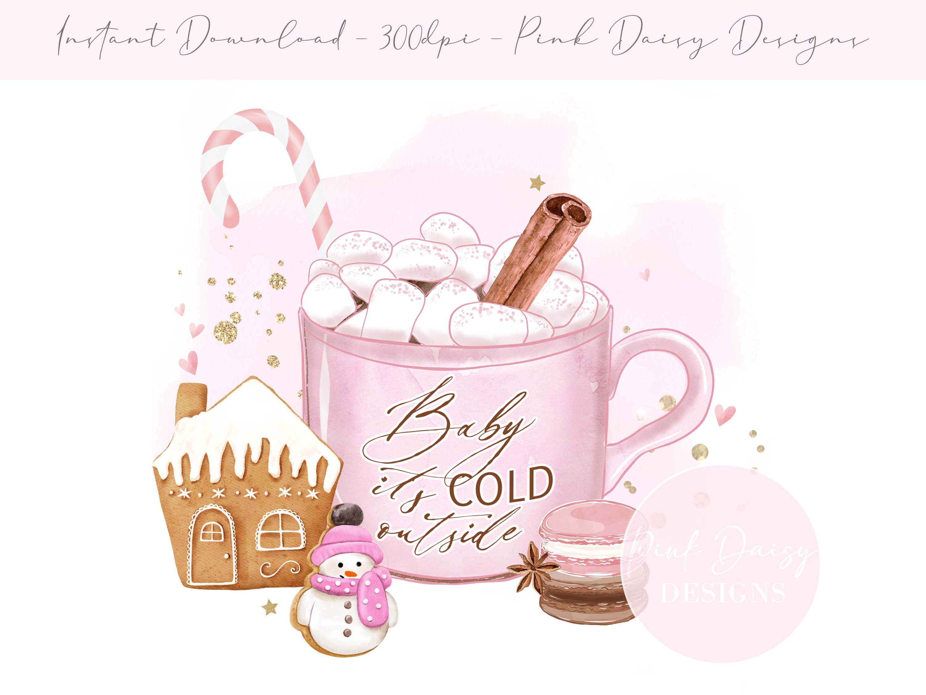 Pink Christmas Hot Cocoa Mug PNG, Snowman Clipart, Christmas Card PNG ...