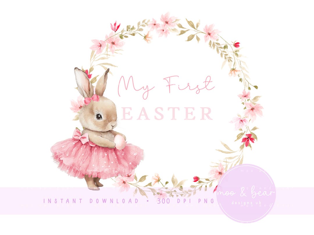 Pink Easter Bunny Clipart, My First Easter Design PNG, Easter Bunny ...