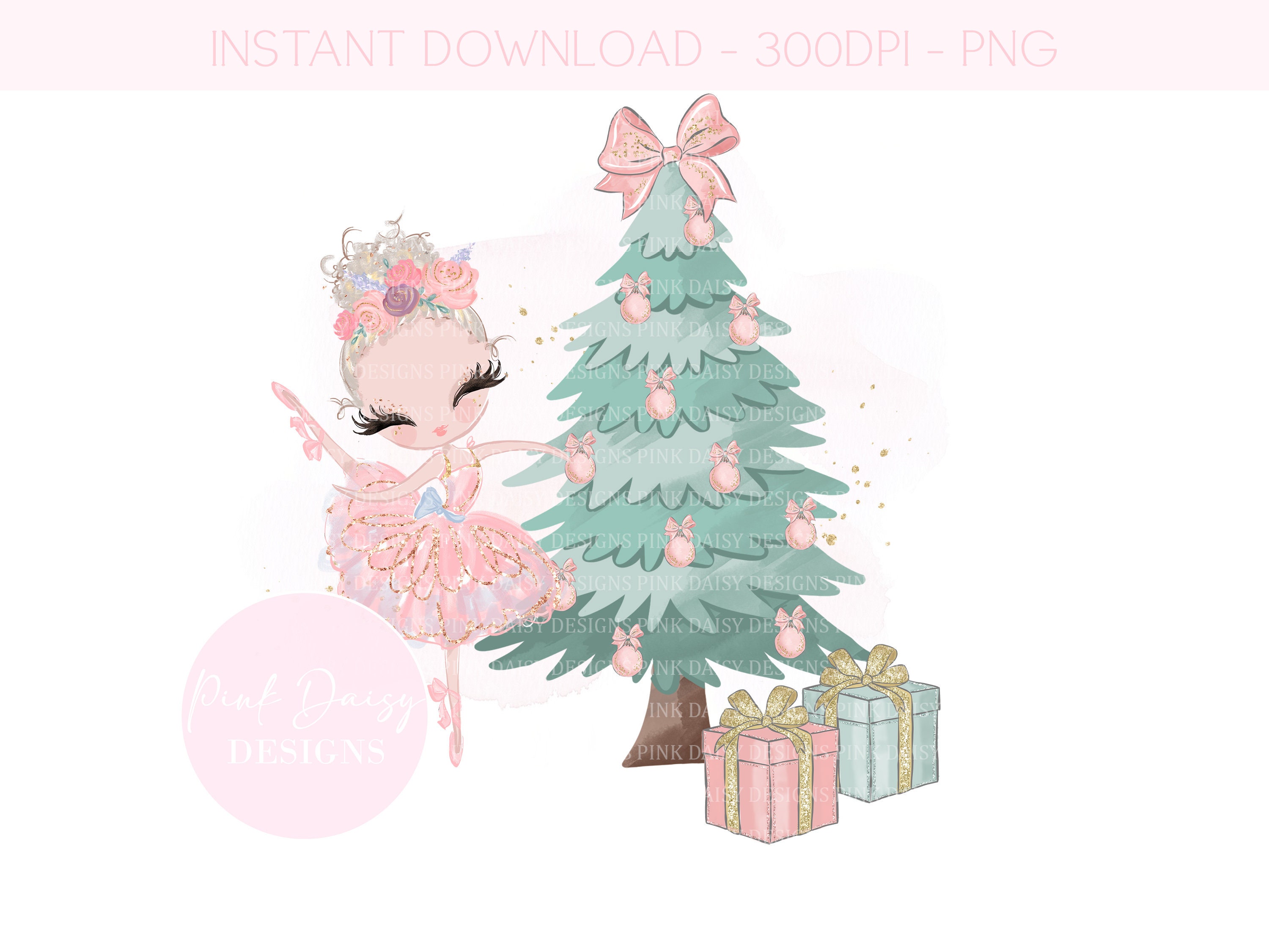 Pink Ballerina Christmas Tree PNG, Christmas Pink Ballerina Nutcracker ...
