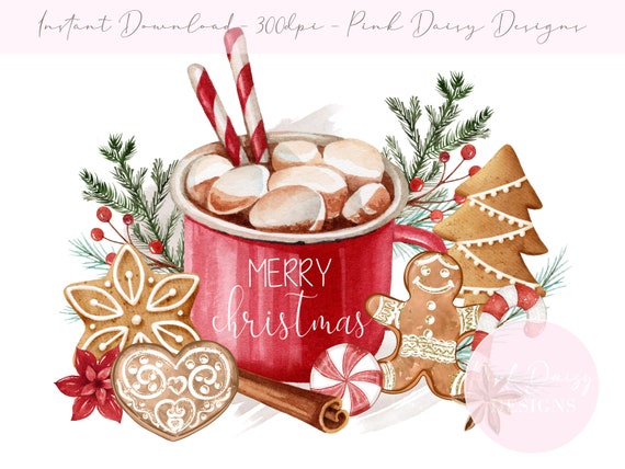 Red Christmas Hot Cocoa Mug PNG Christmas Clipart Christmas - Etsy