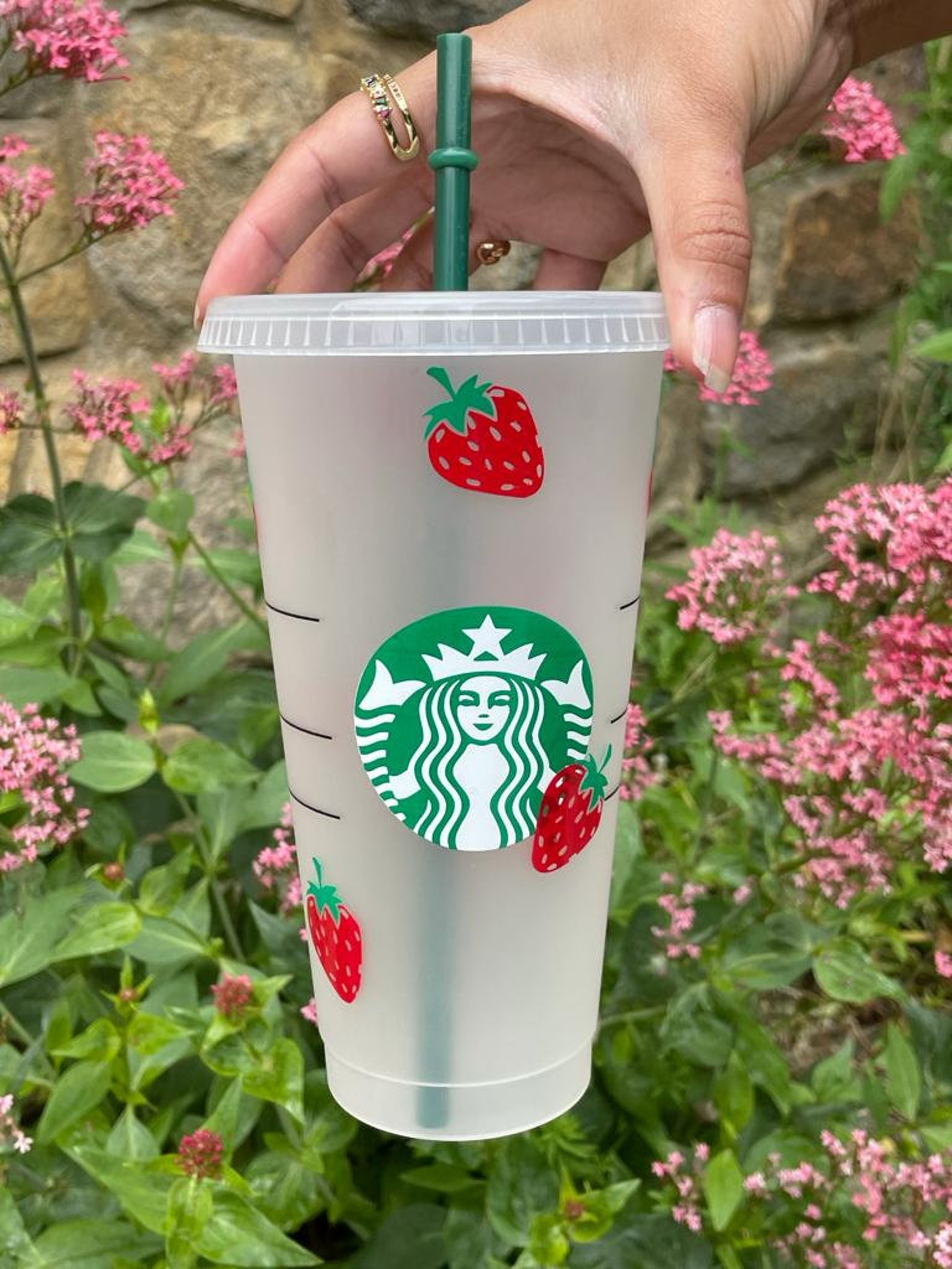 Reusable cold coffee Starbucks cup 24oz with lid and straw/ | Etsy