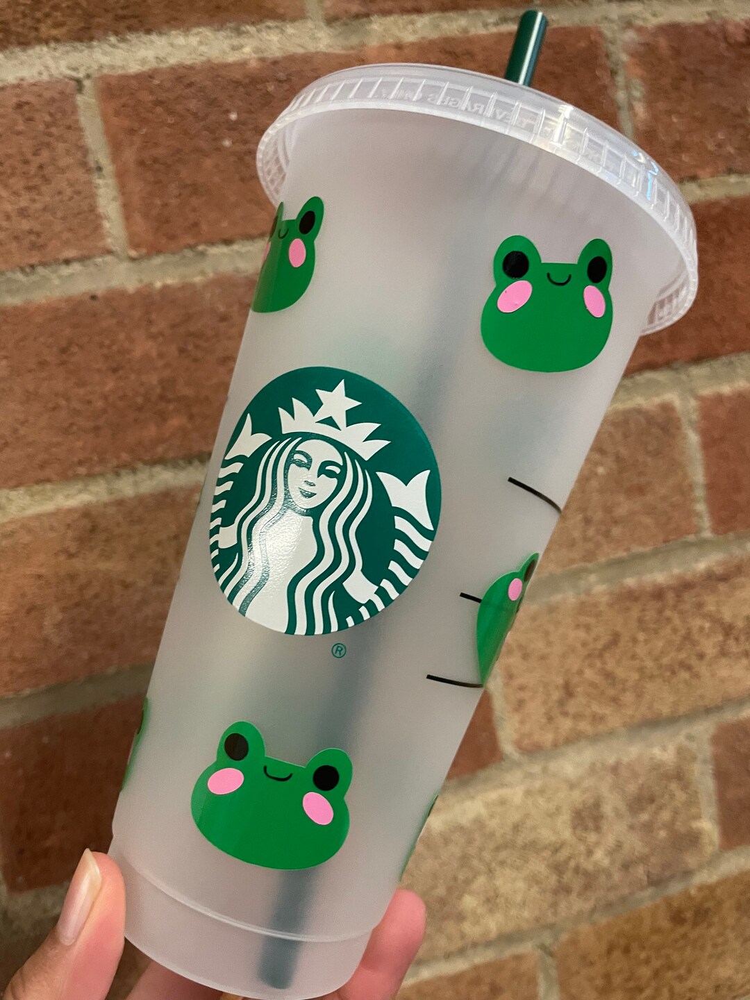 Cute Frog Design Reusable Personalised Starbucks Cold Coffee Cup 24oz ...