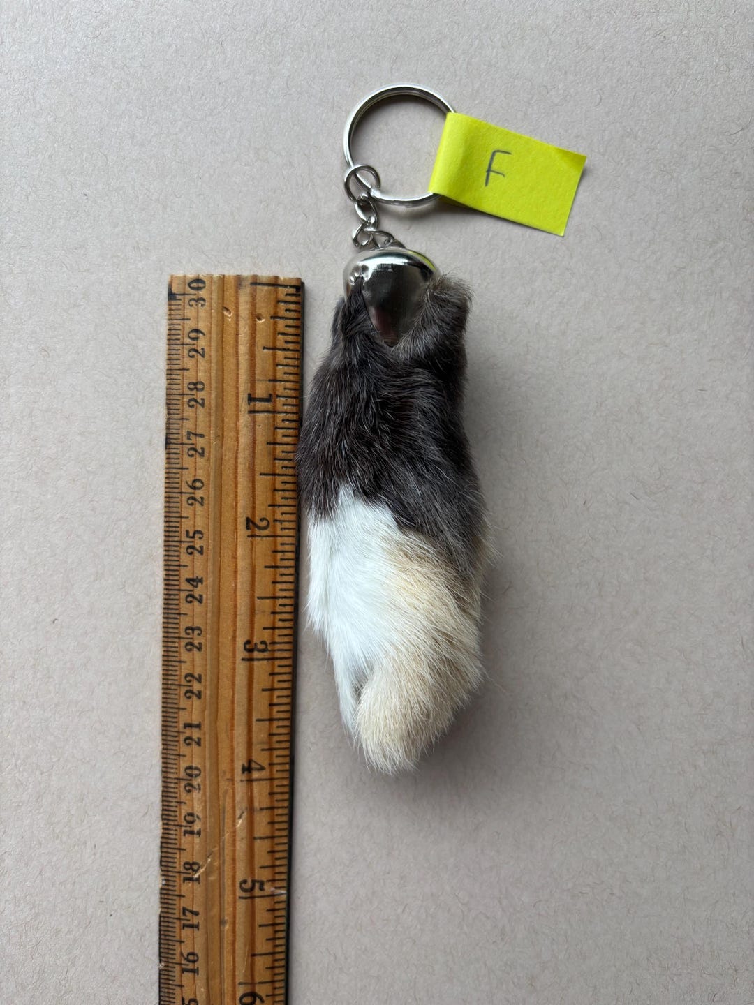 Lucky Rabbit Foot Keychain - Dark Grey and White - Etsy