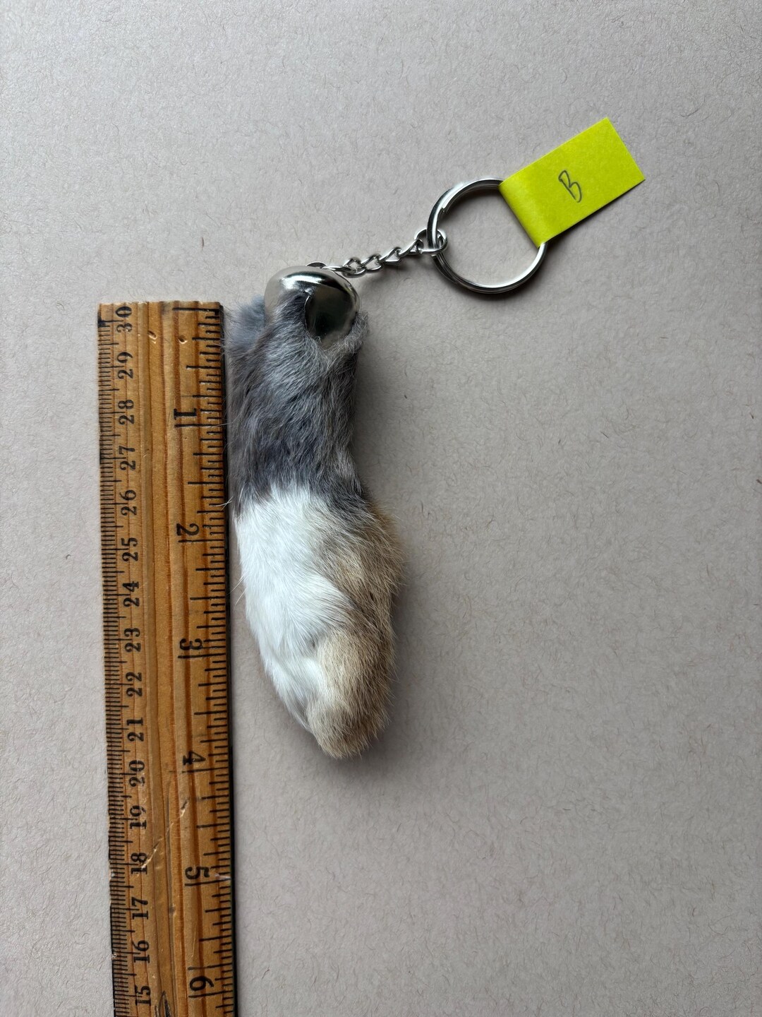 Lucky Rabbit Foot Keychain - Grey and White - Etsy