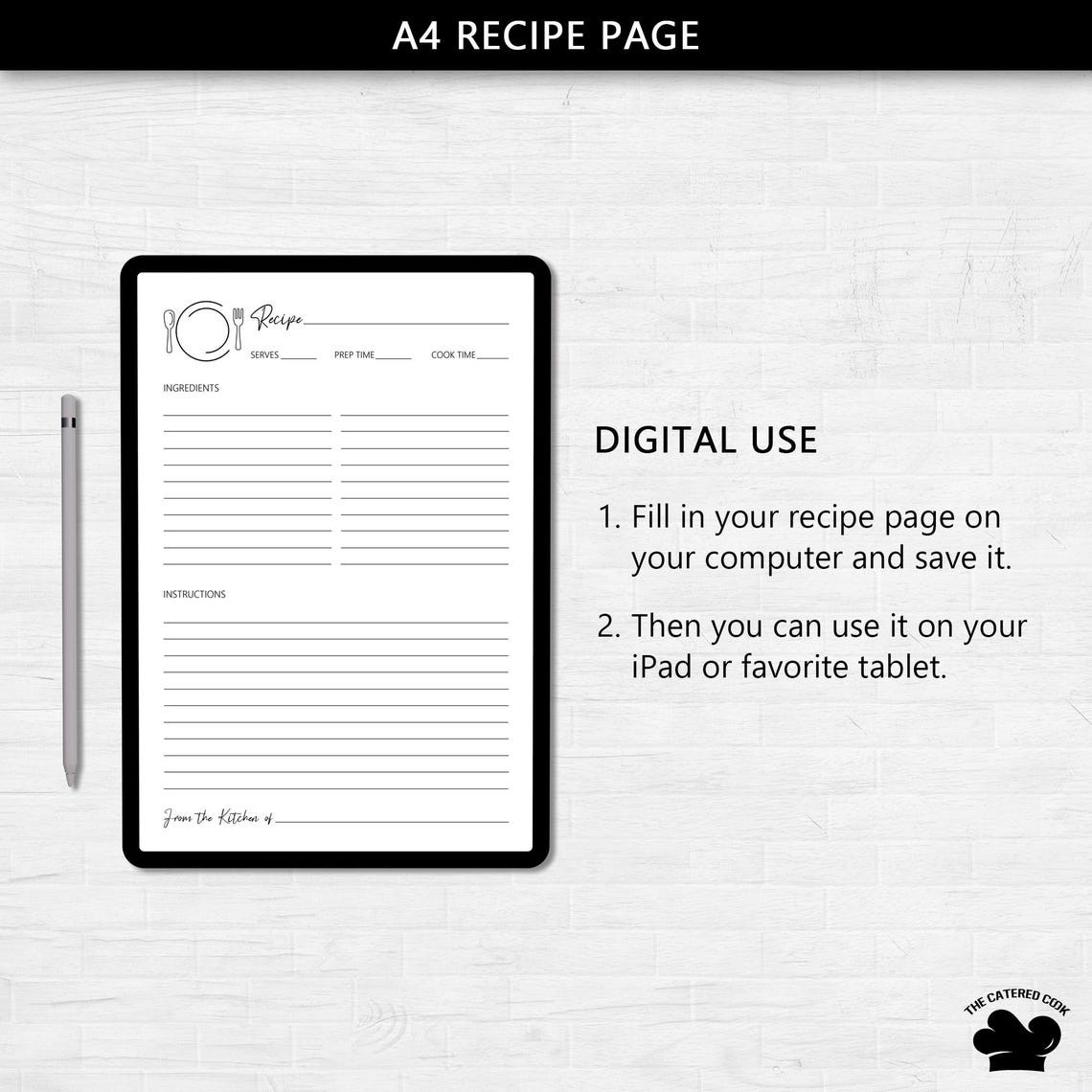 Printable A4 Recipe Page With Plate Design, Fillable Form Recipe Page ...
