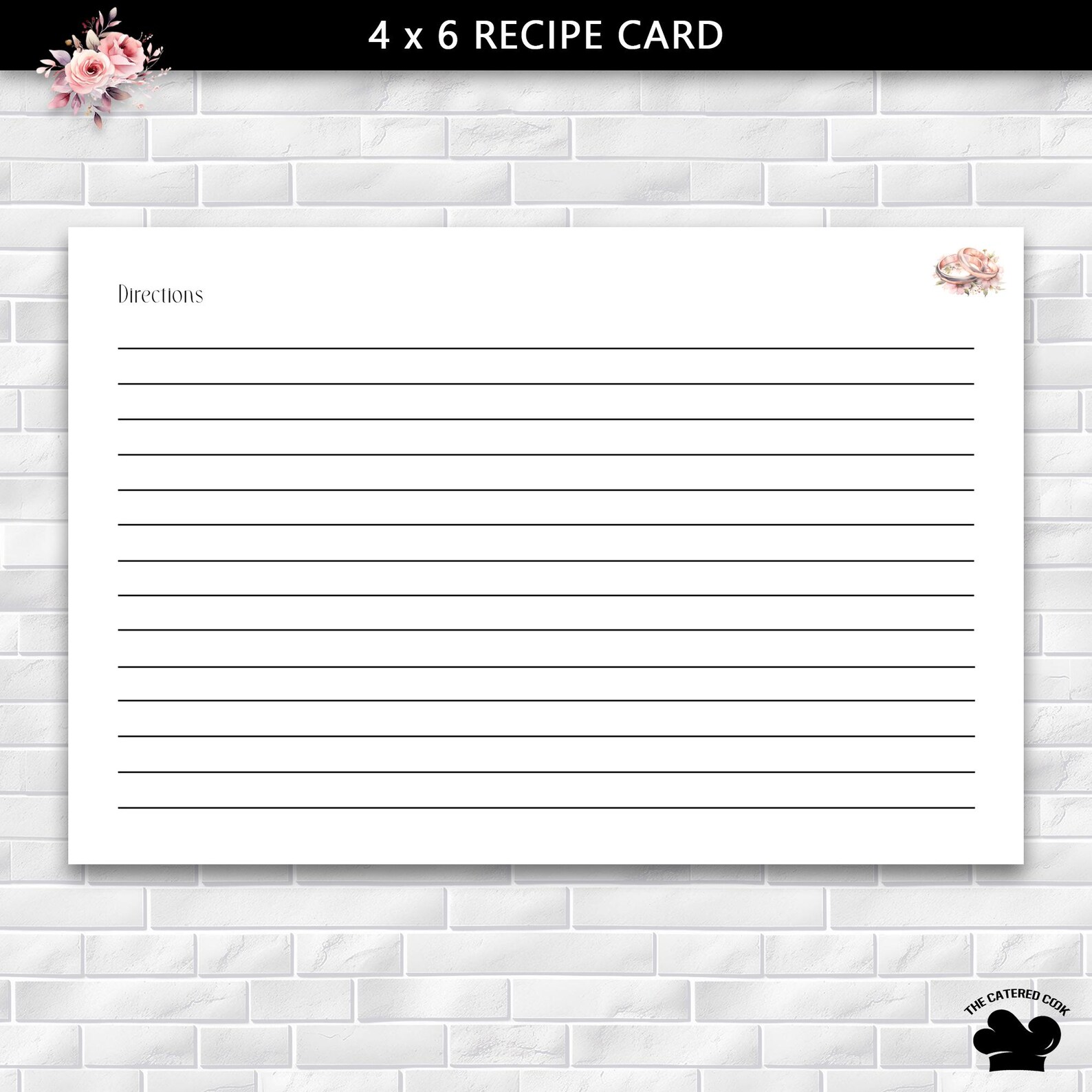 Printable 4 X 6 Recipe Card With Wedding Design, Fillable Recipe Card ...