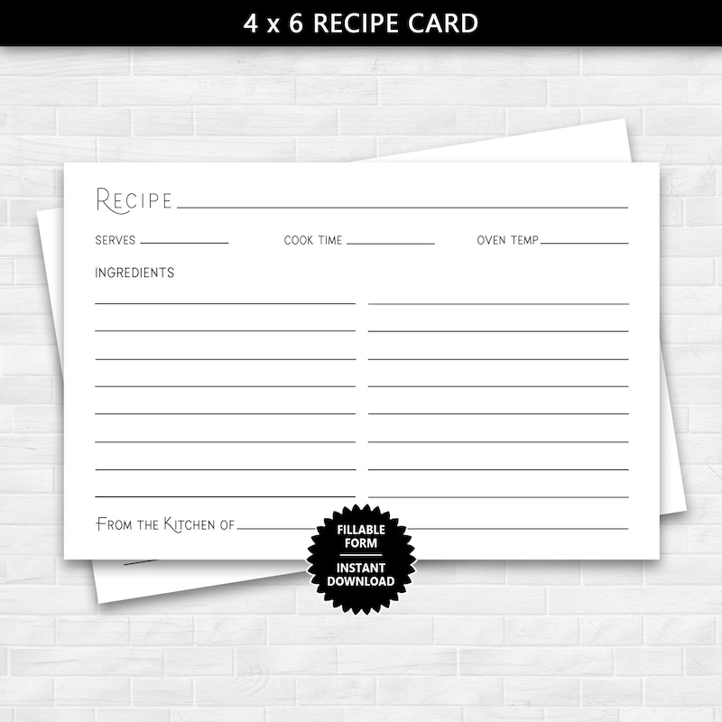 Blank Recipe Cards - Etsy