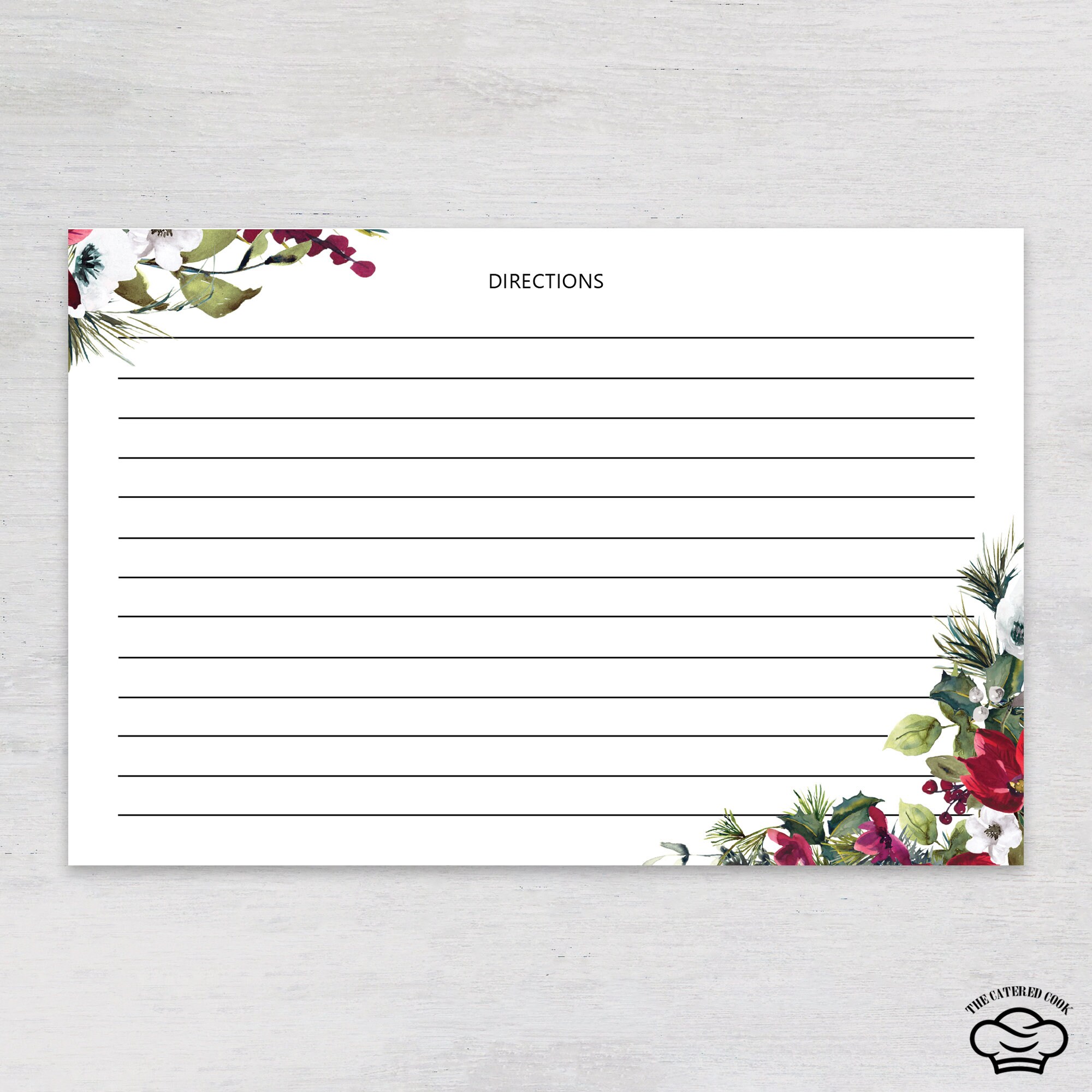 Printable A4 Recipe Page and Card Set With Red Flower Corners - Etsy