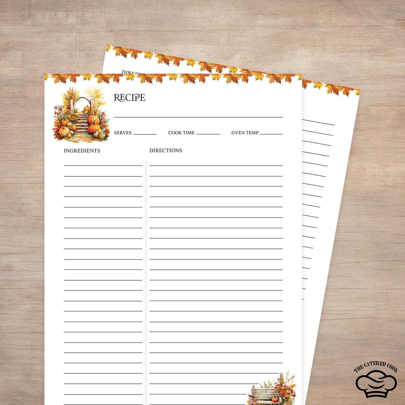 Printable A4 Recipe Page With a Fall Pumpkin Design Fillable - Etsy
