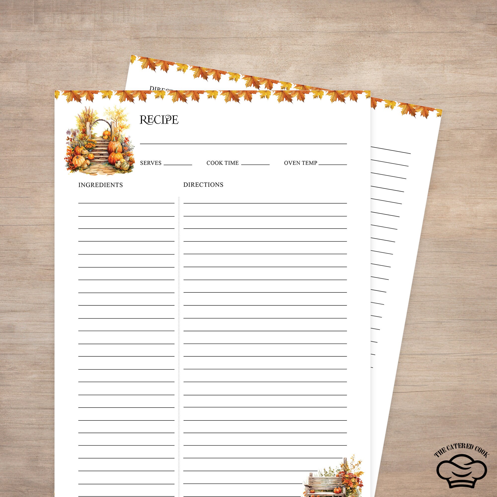 Printable A4 Recipe Page With a Fall Pumpkin Design Fillable - Etsy