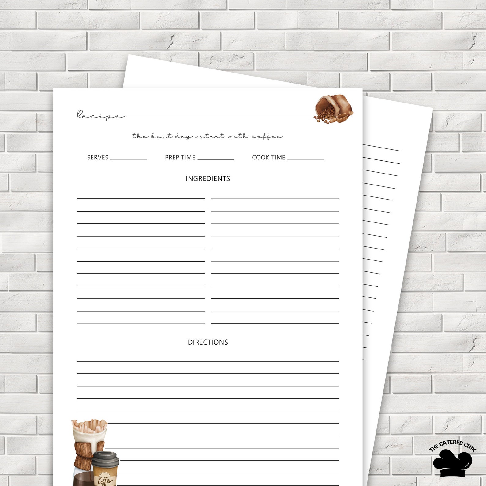 Printable A4 Recipe Page With Coffee Design, Fillable A4 Recipe Page ...