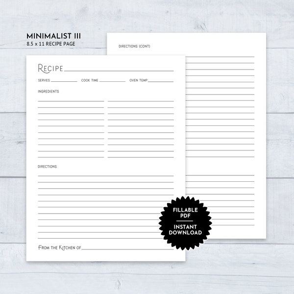 Blank Recipe Book - Etsy