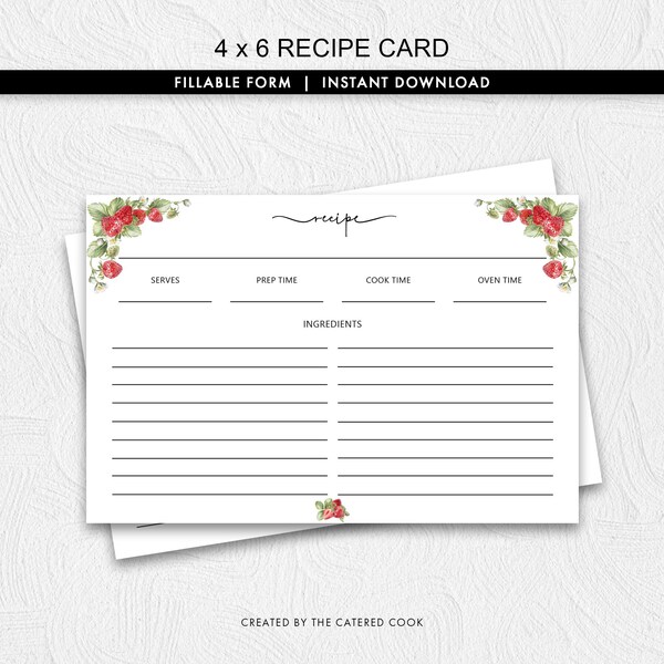 Red Recipe Cards 4x6 - Etsy