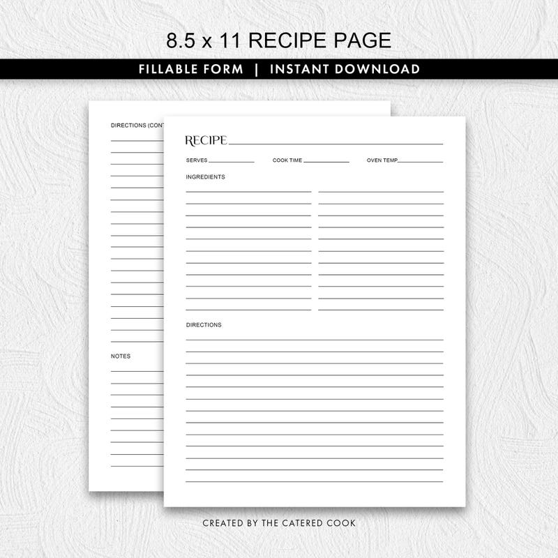 Recipe Book With No Lines - Etsy