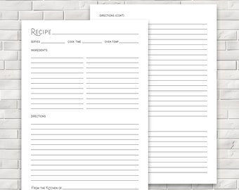 Printable A4 Recipe Page With Cooking Pot Design, Fillable A4 Recipe ...