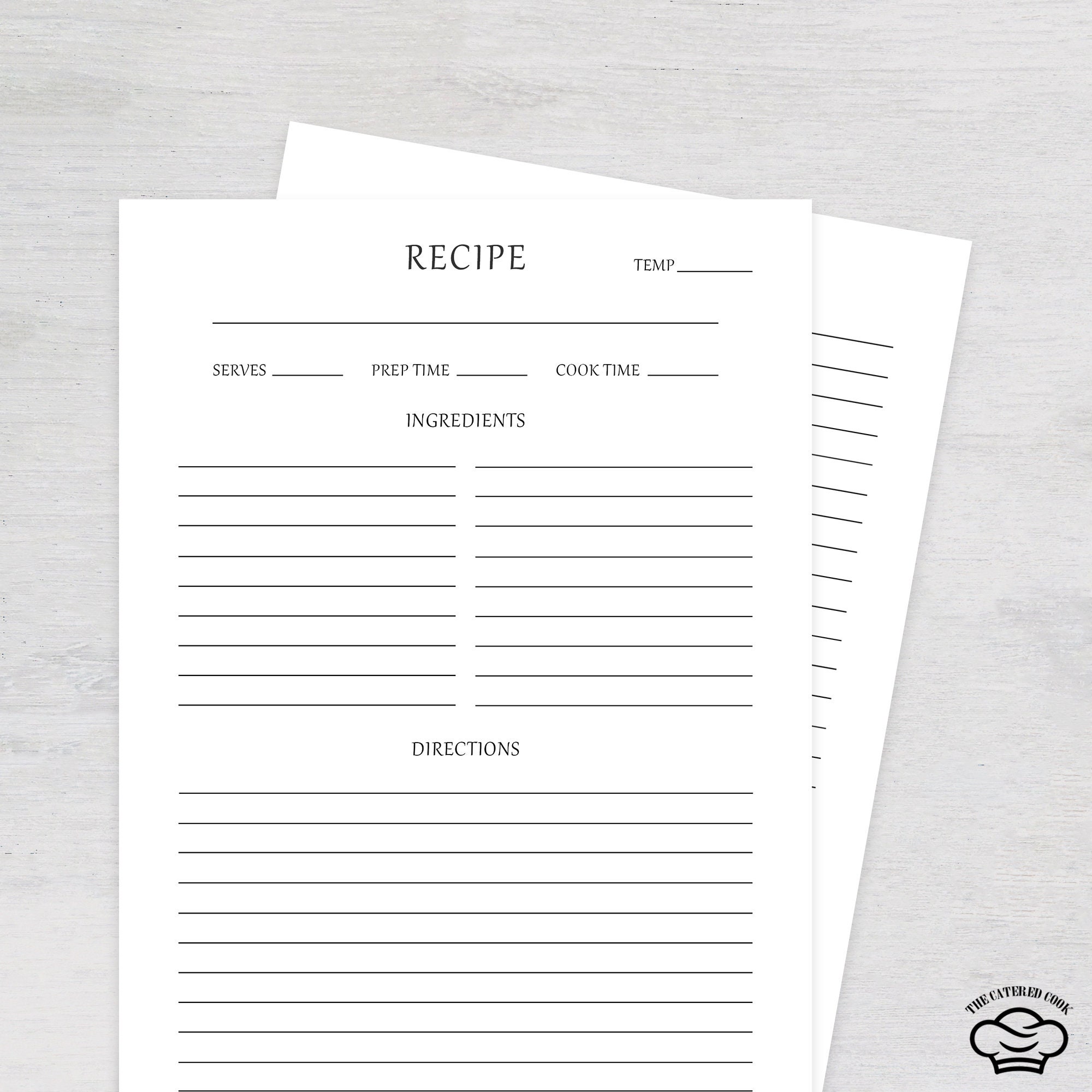 Printable A5 Recipe Page With Minimalist Design Style, Fillable A5 ...