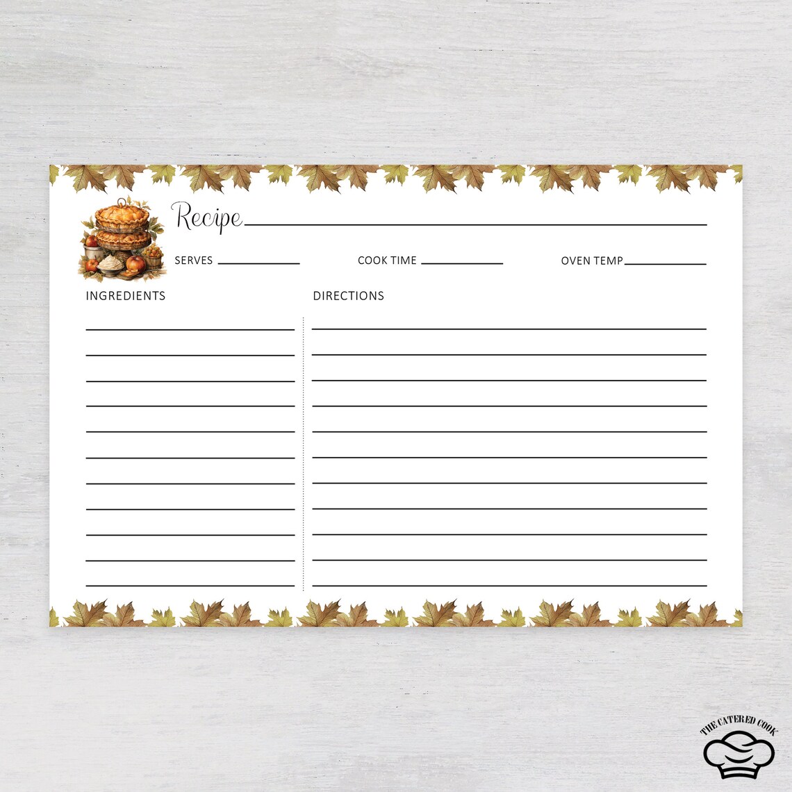 Printable A4 Recipe Page and Card Set With Festive Pies Design ...