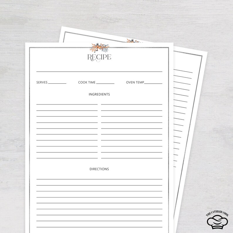 Printable A4 Recipe Page With a Touch of Fall, Fillable A4 Recipe Page ...
