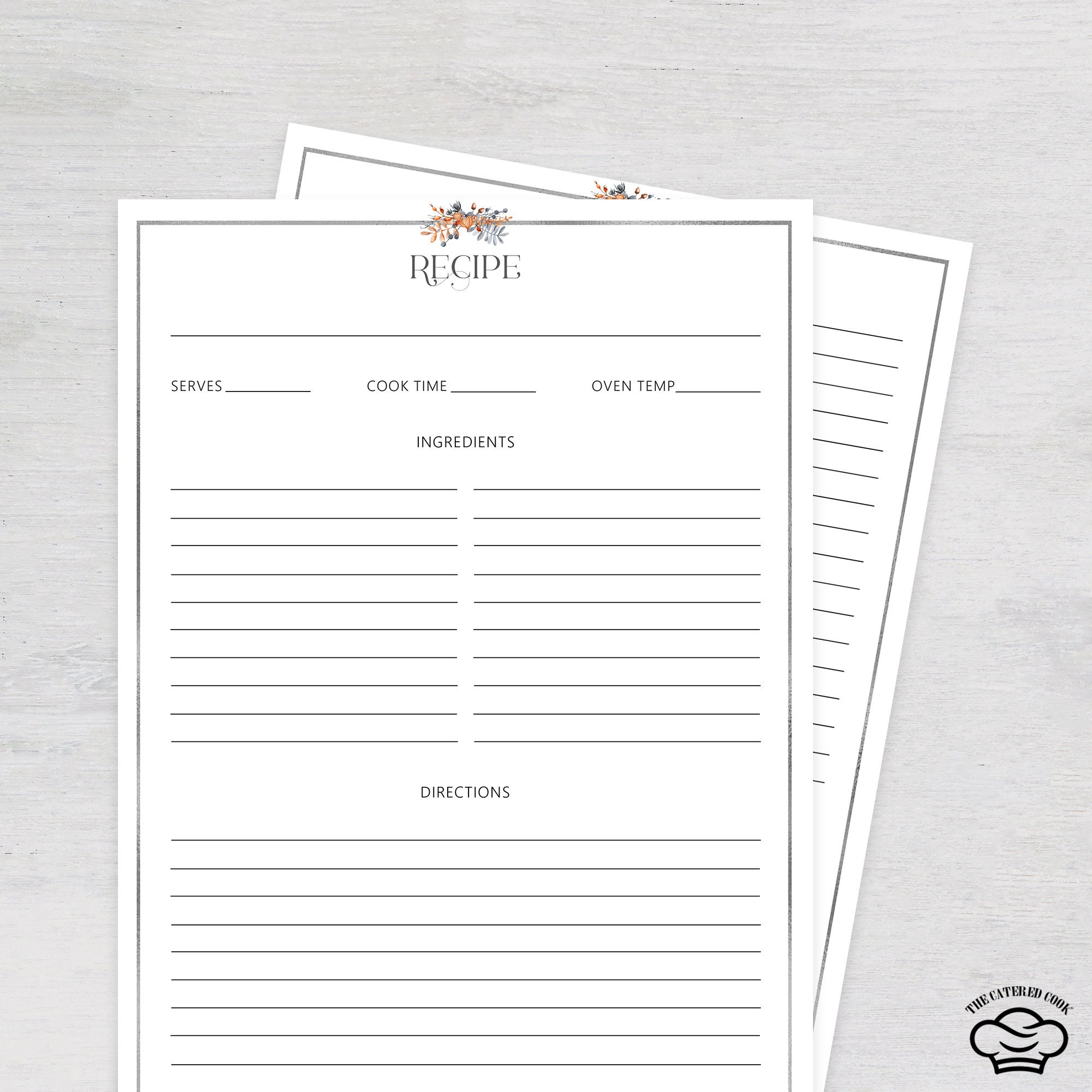Printable A4 Recipe Page With a Touch of Fall, Fillable A4 Recipe Page ...