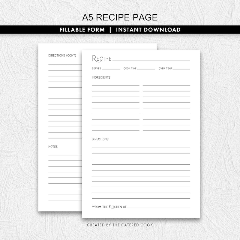 Blank Recipe A5 Book - Etsy