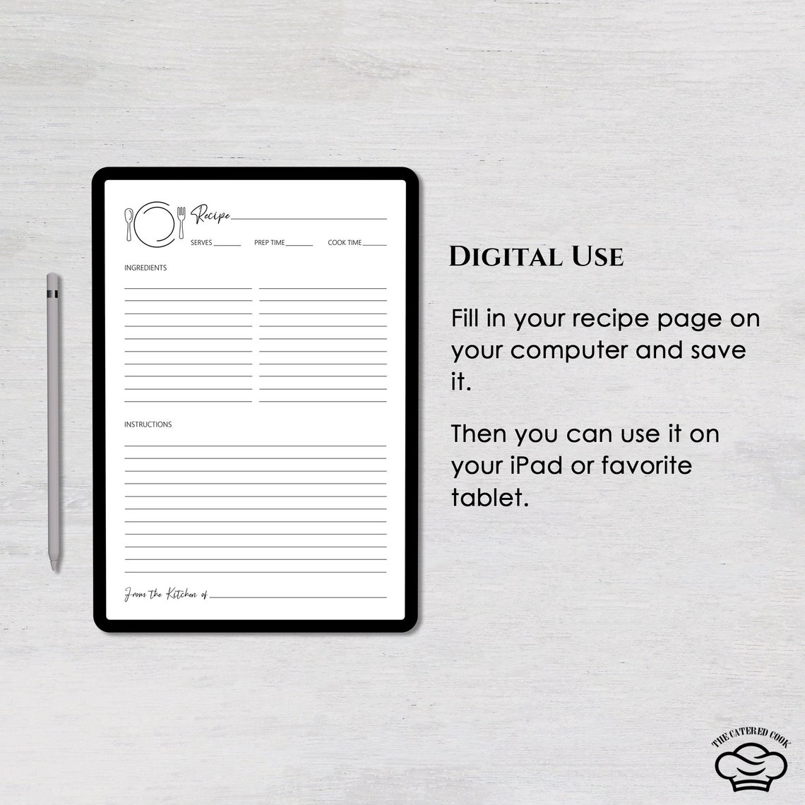 Printable A4 Recipe Page With Plate Design, Fillable A4 Recipe Page ...