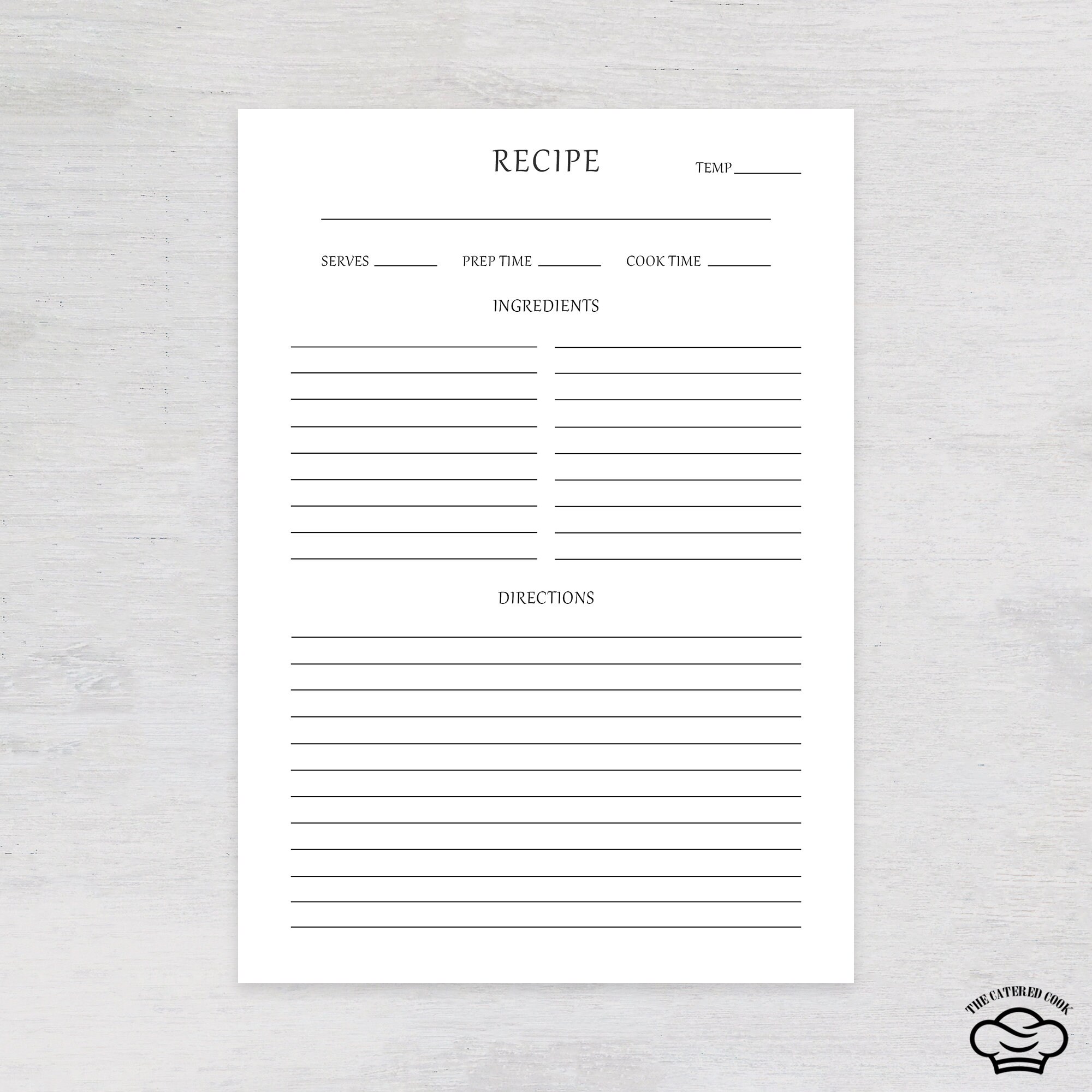 Printable A5 Recipe Page With Minimalist Design Style, Fillable A5 ...