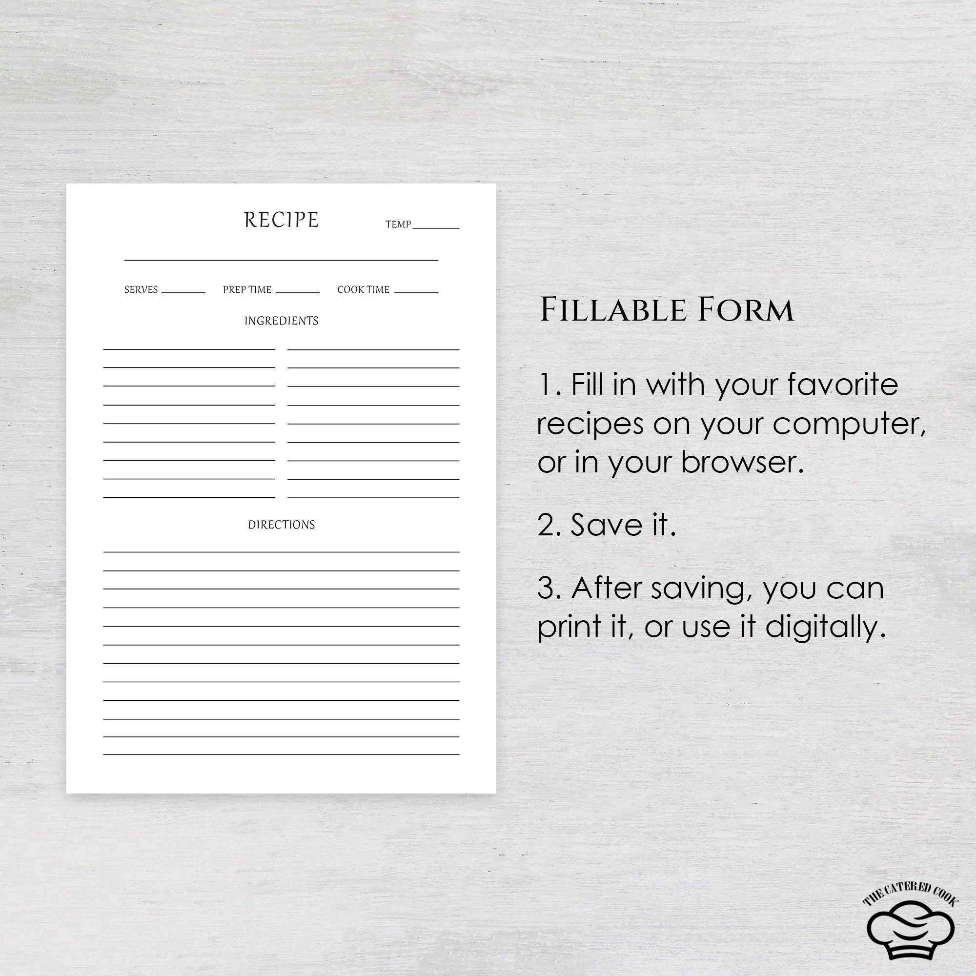 Printable A5 Recipe Page With Minimalist Design Style, Fillable A5 ...