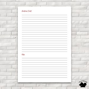 Printable A4 Recipe Page With Cooking Pot Design, Fillable A4 Recipe ...