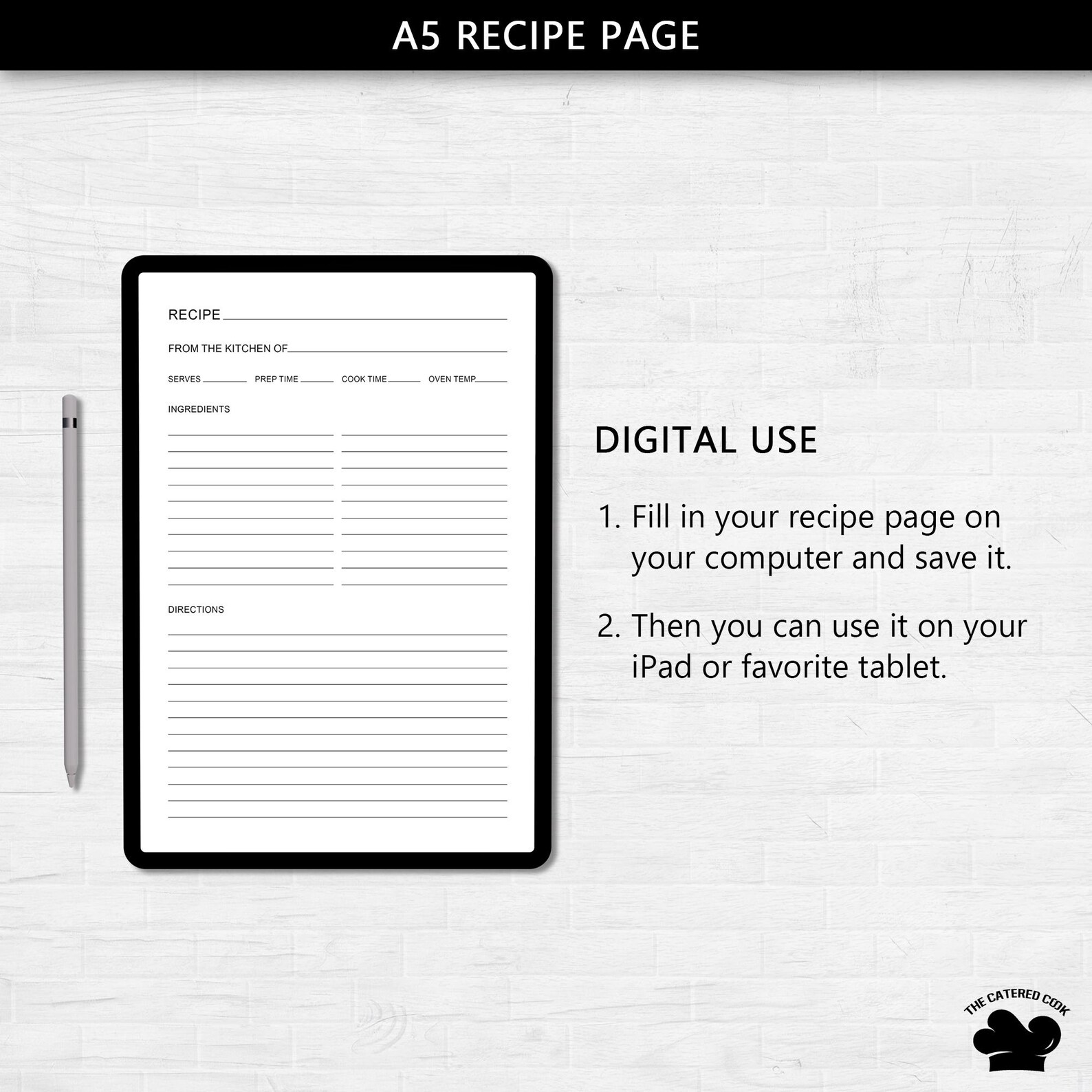Printable A5 Recipe Page With Minimalist I Design, Fillable A5 Recipe ...