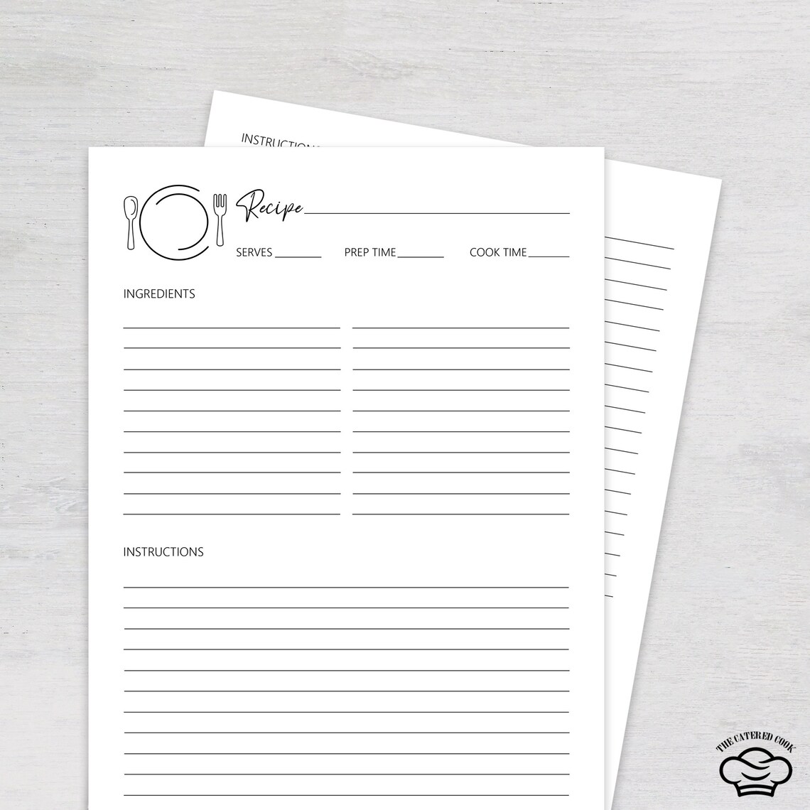 Printable A4 Recipe Page With Plate Design, Fillable A4 Recipe Page ...