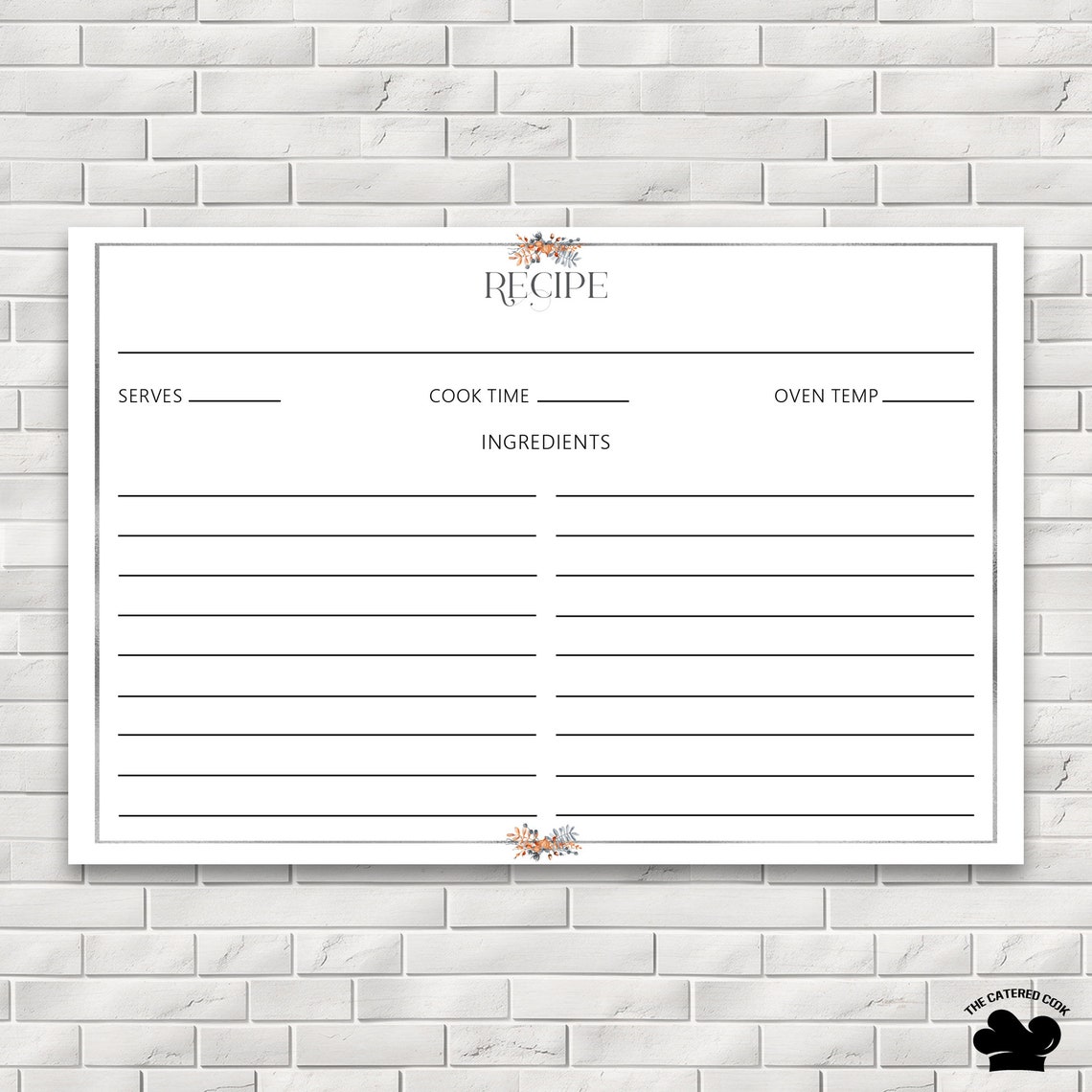 Printable A4 Recipe Page and Card Set With Touch of Fall Design ...