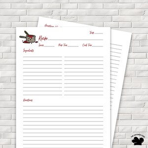 Printable A4 Recipe Page With Cooking Pot Design, Fillable A4 Recipe ...