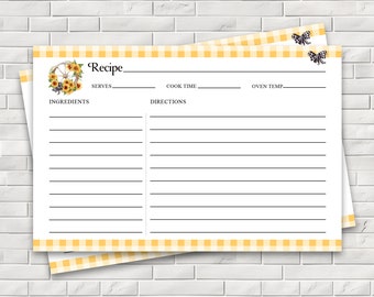 Printable 4 X 6 Recipe Card With Teacup Kittens, Fillable Recipe Card ...